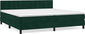 Box spring postel s matrací tmavě zelená 200x200 cm samet 3141566
