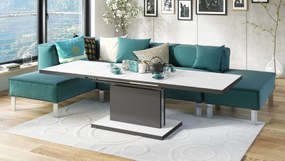 Mazzoni ASTON bílý+antracit (tmavý šedý), rozkládací, zvedací konferenční stůl, stolek