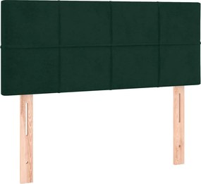 Box spring postel s matrací a LED tmavě zelená 80x200 cm samet 3134372