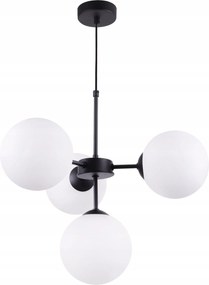 Závěsná Stropní Lampa, Černý Skleněný Lustr, Bílé Koule, Loft Glamour