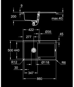 GROHE 31644AP0 - Dřez K500 860 × 500 mm granit/černá