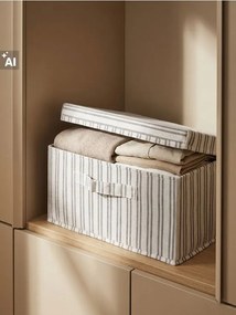 Sinsay - Skládací úložný box s pruhy a víkem - šedá