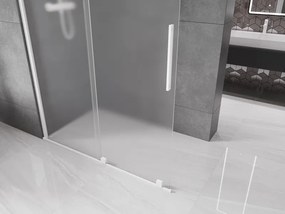 Mexen Velar, sprchová zástěna s posuvnými dveřmi Walk-in 160 x 200 cm, 8mm sklo námraza, bílá matná, 871-160-000-33-20