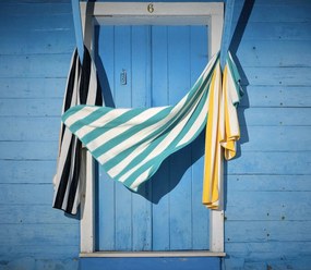Abyss & Habidecor PRADO luxusní modrý plážový ručník Abyss & Habidecor z egyptské bavlny, Barva 332 - Cadette Blue