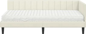 Rohový rám postele s matrací s čelo 2 ks Krémová samet 3393895