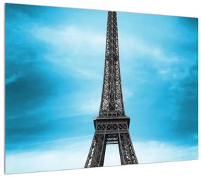 Obraz Eiffelovy věže a modrého auta (70x50 cm)