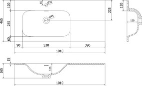 Mexen Rivel, koupelnová skříňka 100 cm s umyvadlem Vela vlevo, 2S, 1D, drážkovaná, bílá matná, 91A23-10047-3-BBFFF01-W23L01