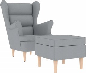 Křeslo s podnožkou světle šedé textil 3307989