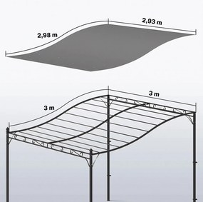 Outsunny náhradní střecha pergoly, 298 × 293 cm (vhodná pro 3 × 3 m) — tmavě šedá