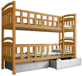 Patrová postel PAULA 007 90x200  cm borovice masiv - OLŠE