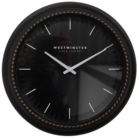 Černé antik nástěnné hodiny Westminster - Ø 28*5 cm / 1*AA