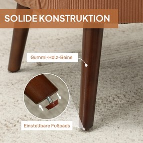 HOMCOM Moderní křeslo s opěradly, čalouněné akcentní křeslo s bederním polštářem, nohy z kaučukového dřeva, oranžové