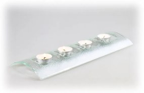 BDK-GLASS Skleněný svícen TUNNEL na 4 svíčky bílý