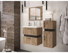 Koupelnový nábytek Torvaldi IV, Sifon k umyvadlu: ne, Barva: bílá / bílá + černý mat, Baterie: ne