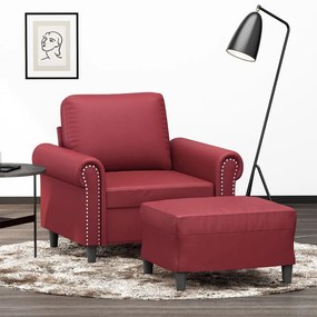 Křeslo s podnožkou vínové 60 cm umělá kůže 3201203