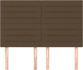 Čelo postele tmavě hnědé 144x5x118/128 cm látkové 3116473