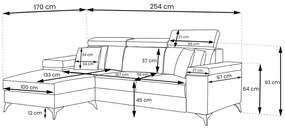 Sedací souprava BRICO MINI | 170x254 cm | rozkládací + úložný prostor | VÝBĚR TKANINY a NOŽIČEK