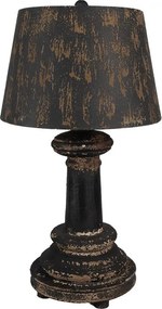 Černá antik dřevěno-kovová stolní lampa Nathalie - Ø 35*64 cm E27/max 1*60W