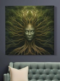 Obraz na plátně - Strom života s obličejem FeelHappy.cz Velikost obrazu: 100 x 100 cm