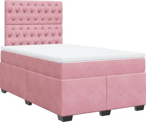 Box spring postel s matrací růžová 120 x 200 cm samet 3290893