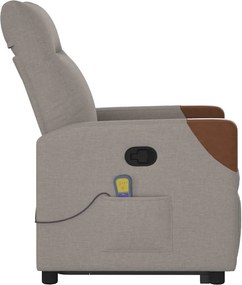 Zvedací masážní polohovací křeslo taupe textil 3324019