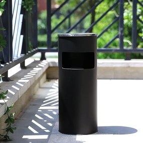 Odpadkový koš s popelníkem, 30 l, černý, nerez