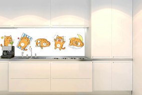 DIMEX | Fototapeta do kuchyně Kočičí emoce KI-180-184 | 180 x 60 cm | bílá, oranžová