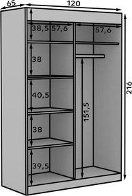 ADRK Furniture Posuvná skříň se zrcadly OSGAR 120