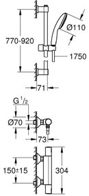 GROHE 34854001 - Termostatická sprchová baterie PRECISION START 900 mm chrom
