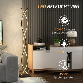 HOMCOM Stojací lampa stmívatelná moderní dvojitá spirála stojací svítidlo LED zdroj světla černá