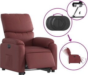 Elektrické zvedací polohovací křeslo vínové umělá kůže 3204904