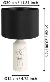 Eglo 43824 - Stolní lampa VINOZA 1xE27/40W/230V černá/bílá