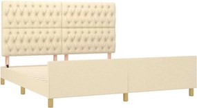 Rám postele bez matrace krémový 180 x 200 cm textil 3125321