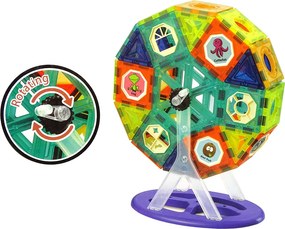 LEAN Toys Magnetické stavebnice 3D stavby – Ruské kolo a kolotoč, 71 dílů