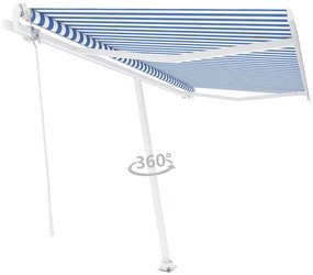 Volně stojící automatická markýza 450 x 300 cm modrá/bílá,  3069566