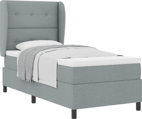 Postel s boxspringem s čelo Světle šedá 90 x 200 cm textil 3340543