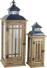 Sada 2 dřevěných luceren Morex D7214, 46,5 a 68 cm