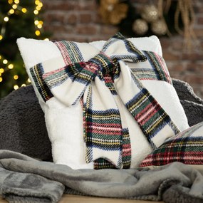 CHLUPATÝ VÁNOČNÍ DEKORAČNÍ POVLAK NA POLŠTÁŘ SCARF 45X45 CM VZOROVANÝ