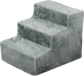 PawHut 3-kroková psí schůdky, 35 cm kočičí schůdky pro postele a pohovky, psí schůdky pro psy a kočky do 5 kg, měkký vzhled, světle šedá | Aosom