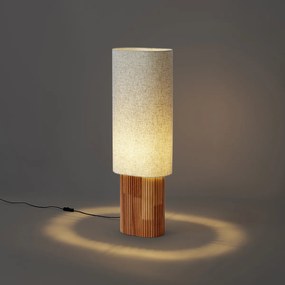 Japandi stojací lampa dřevěná s lněným stínidlem 90 cm - Lamel