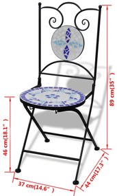Skládací bistro židle 2 ks keramické modré a bílé - Default Title
