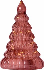 LED svítící stromeček na baterie skleněný, vínový, 23,5 × 13 cm, 3× AA