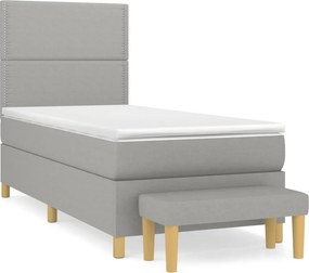 Box spring postel s matrací světle šedá 90x200 cm textil 3137045