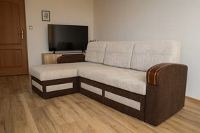 Rozkládací rohová sedačka KETRIN univerzální béžová / hnědá