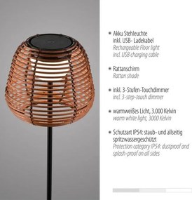LD 19265-18 ASKIA LED stojací svítidlo černé na baterie venkovní USB dotykový stmívač 3000K - JUST LIGHT