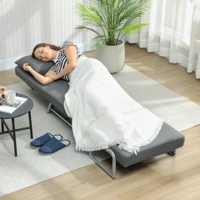 HOMCOM Rozkládací křeslo, čalouněné křeslo, přeměnitelné na postel pro hosty, ergonomické, tmavě šedé