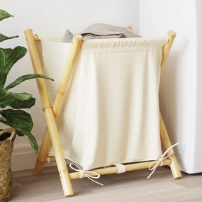 Koš na prádlo krémově bílý 45 x 55 x 63,5 cm bambus