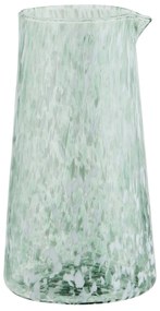 MADAM STOLTZ Skleněný džbán z brokového skla White/Green 900 ml, zelená barva, sklo