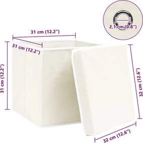 Úložné boxy s víky 4 ks bílé 32 x 32 x 32 cm textil 288350