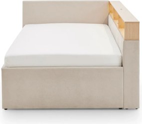Béžová rohová dětská postel s úložným prostorem bez roštu 90x200 cm Uno – Meise Möbel